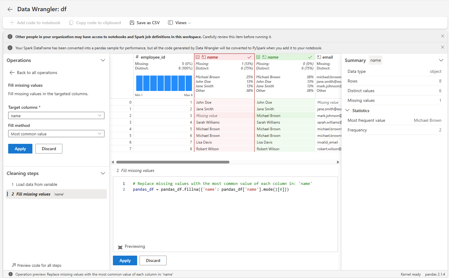 2 Chapter 2: Clean Data – PySpark in Fabric - Essentials